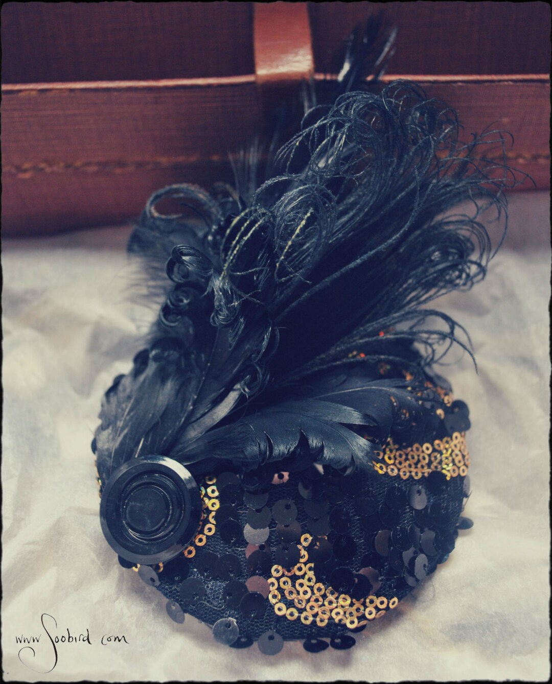 Vintage Sequin Fascinator - Black and Gold Headpiece - Etsy UK
