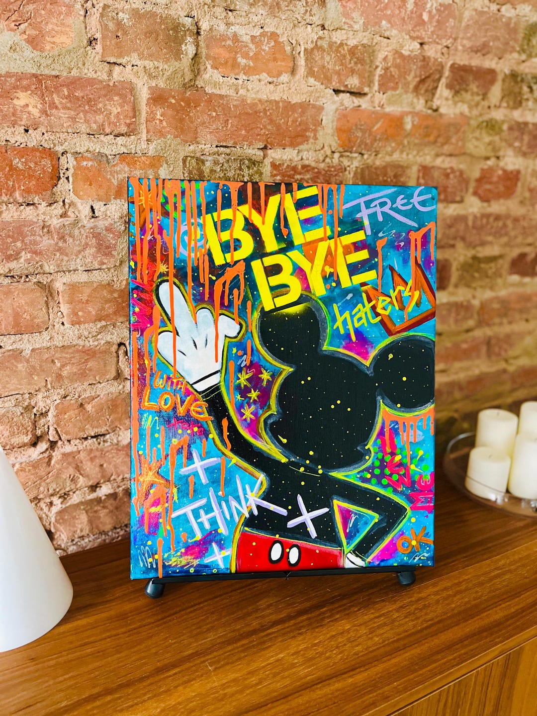 Mickey Mouse "bye BYE Haters" Pop Art Handpainted Vibrant Modern ...