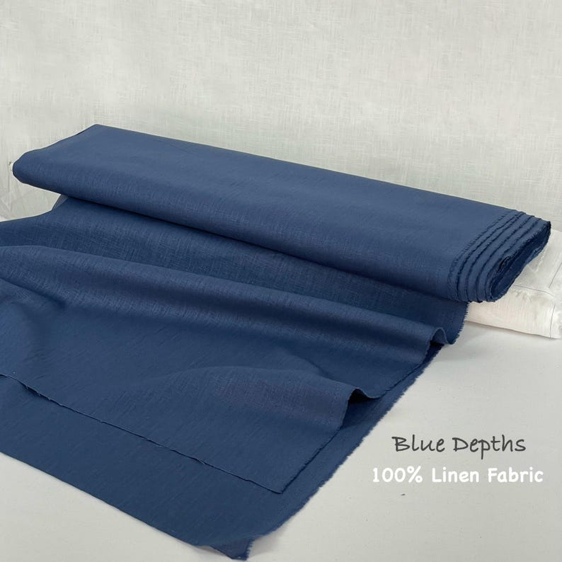 Enzyme Washed Linen Fabric: Dusty Blue, Softened 230 Gsm, Oeko-tex ...