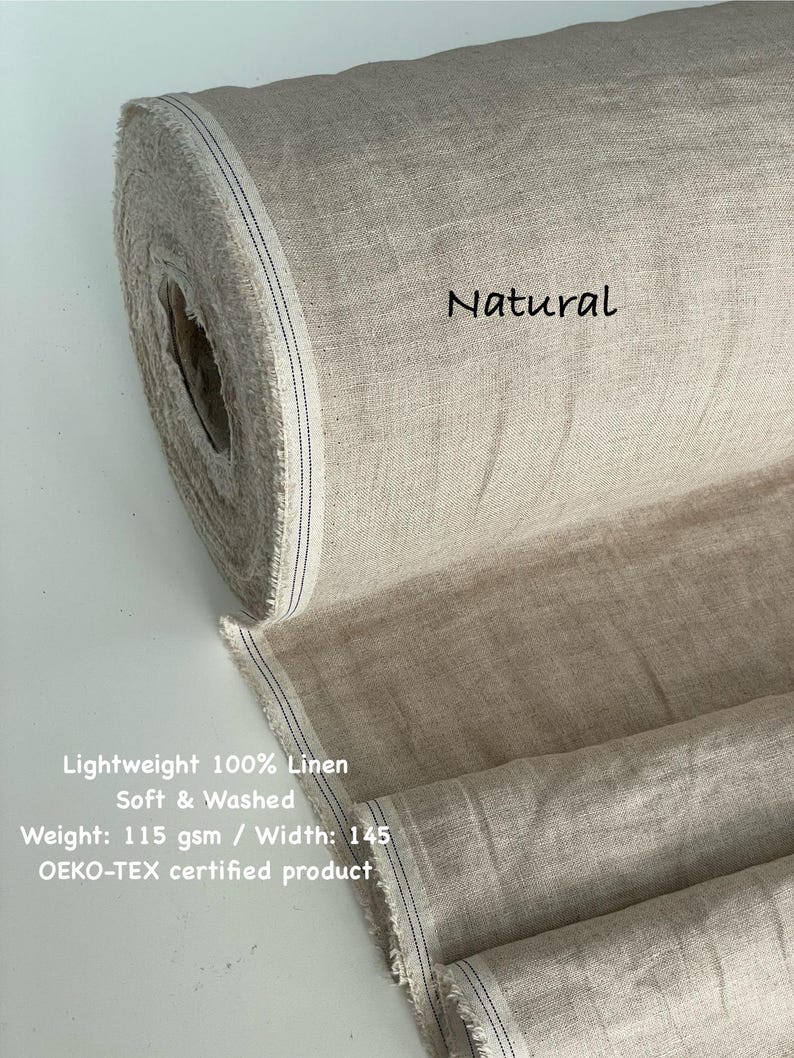 Natural Linen Fabric by the Yard - 100% European Flax, 115-300 Gsm ...