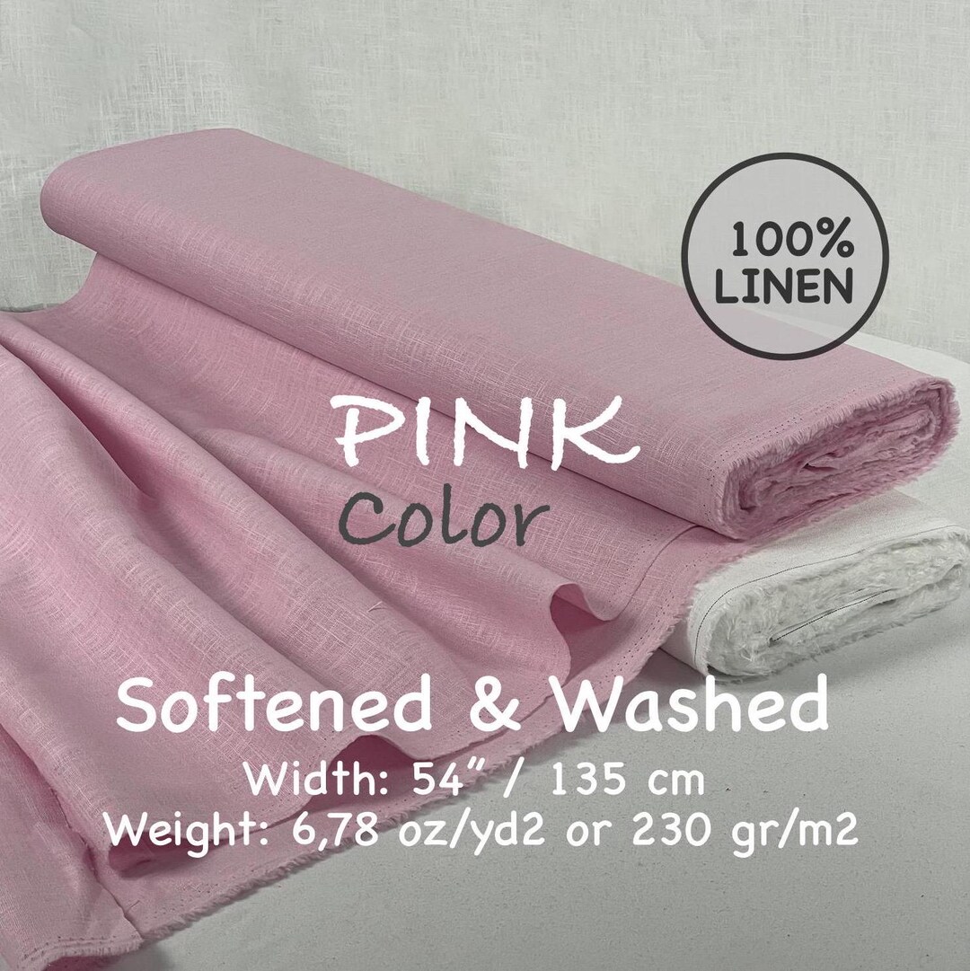Pink Colors 100% Linen Enzyme Washed Soft Fabrics by Yard / Meter for ...