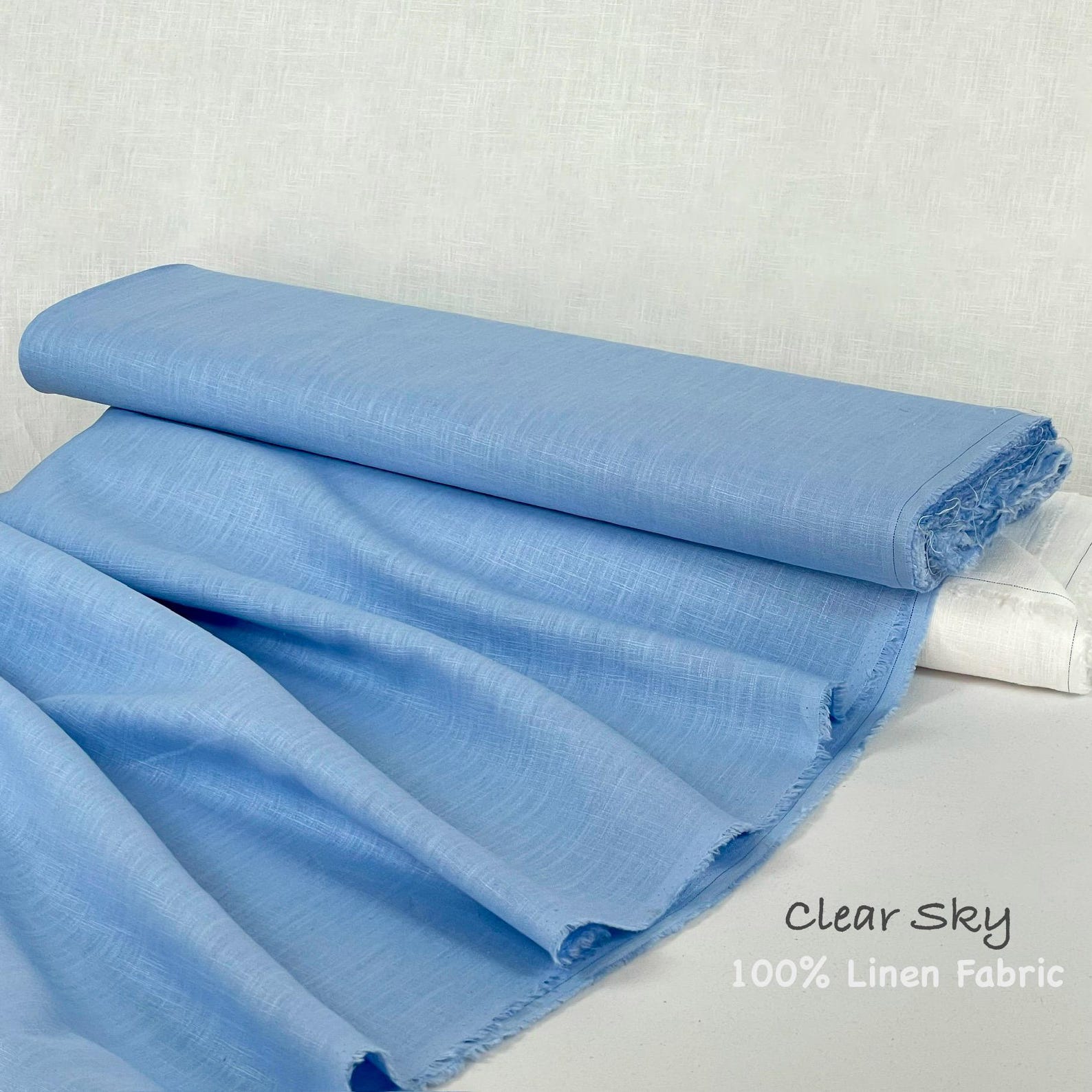 Enzyme Washed Linen Fabric: Dusty Blue, Softened 230 Gsm, Oeko-tex ...
