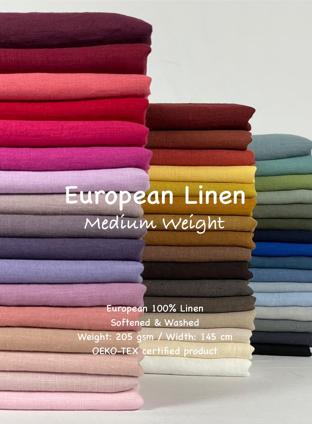 Softened European Linen Fabric Medium Weight 205 Gsm Pure Linen Pre ...
