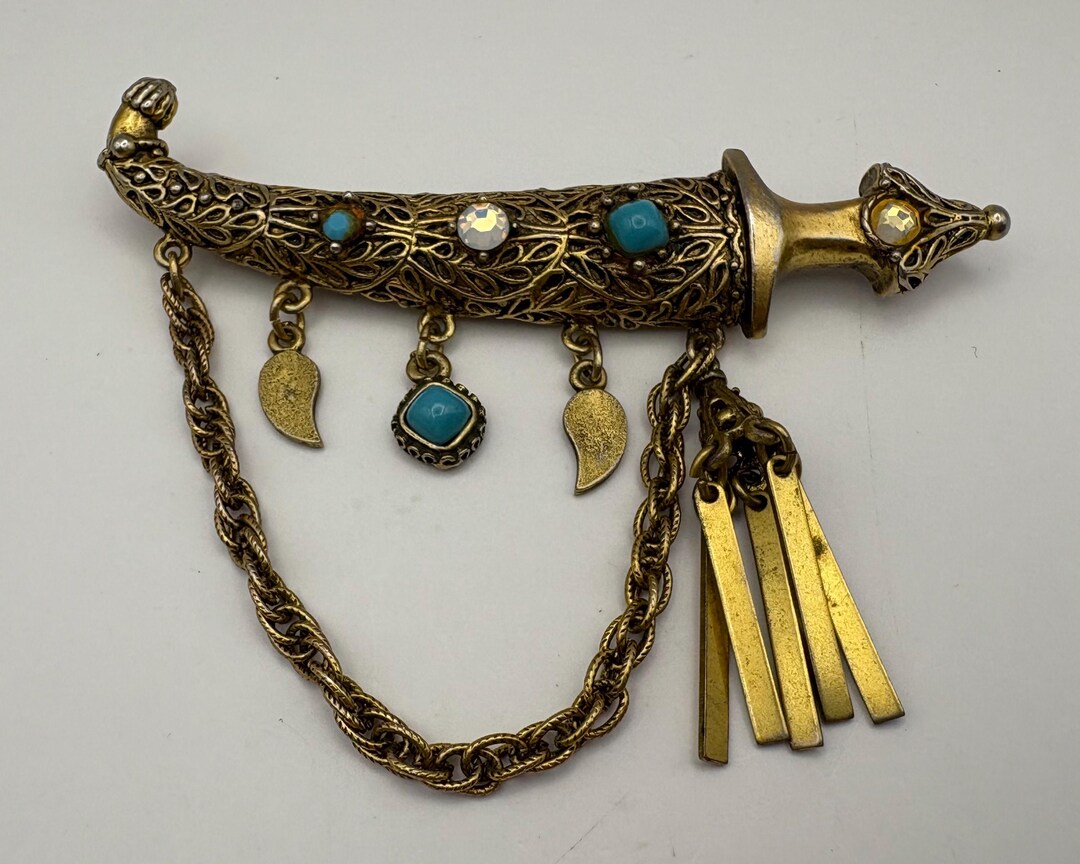 Hollycraft Turkish Saber & Scabbard Brooch - Etsy