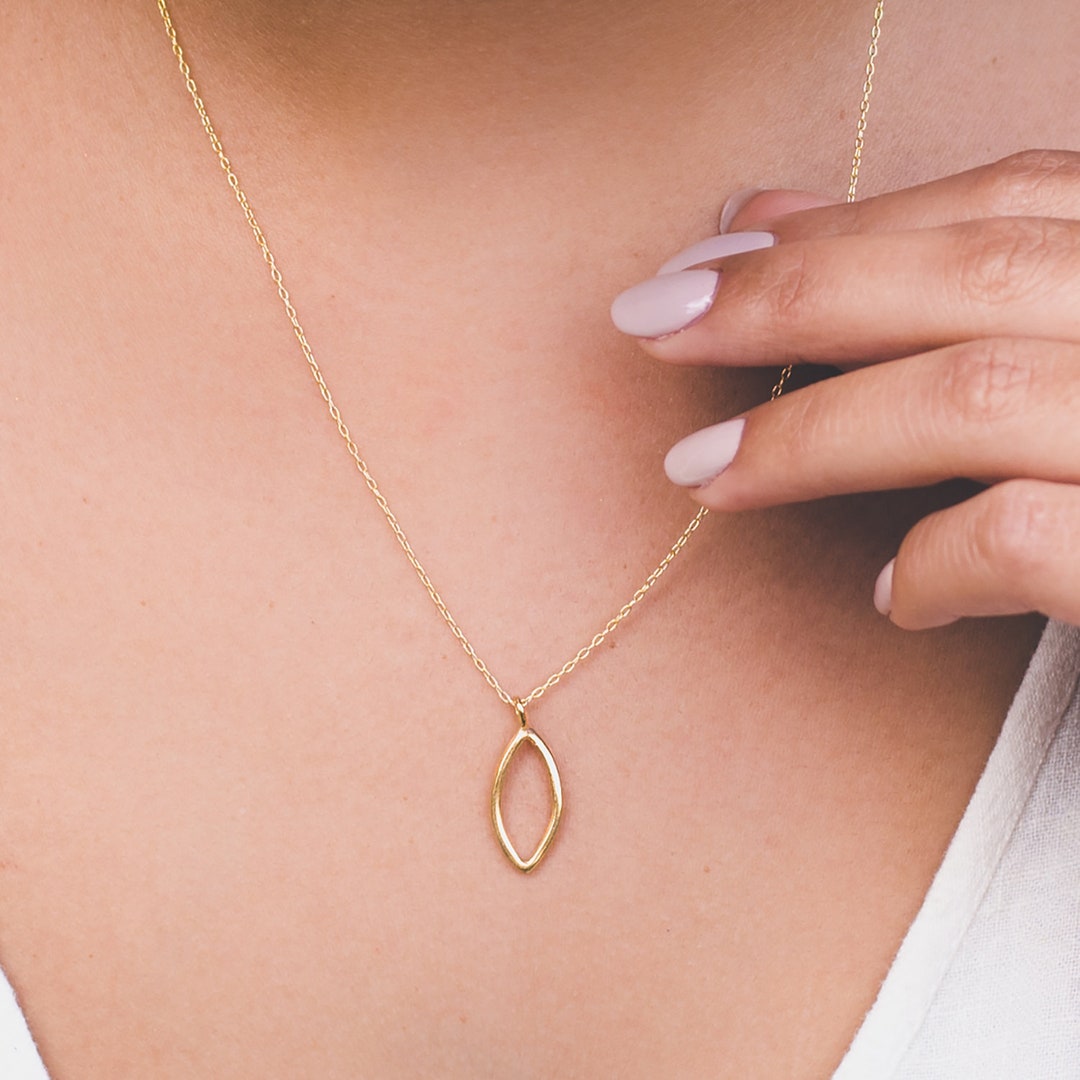 Teardrop Necklace Dainty Gold Necklace Line Teardrop - Etsy