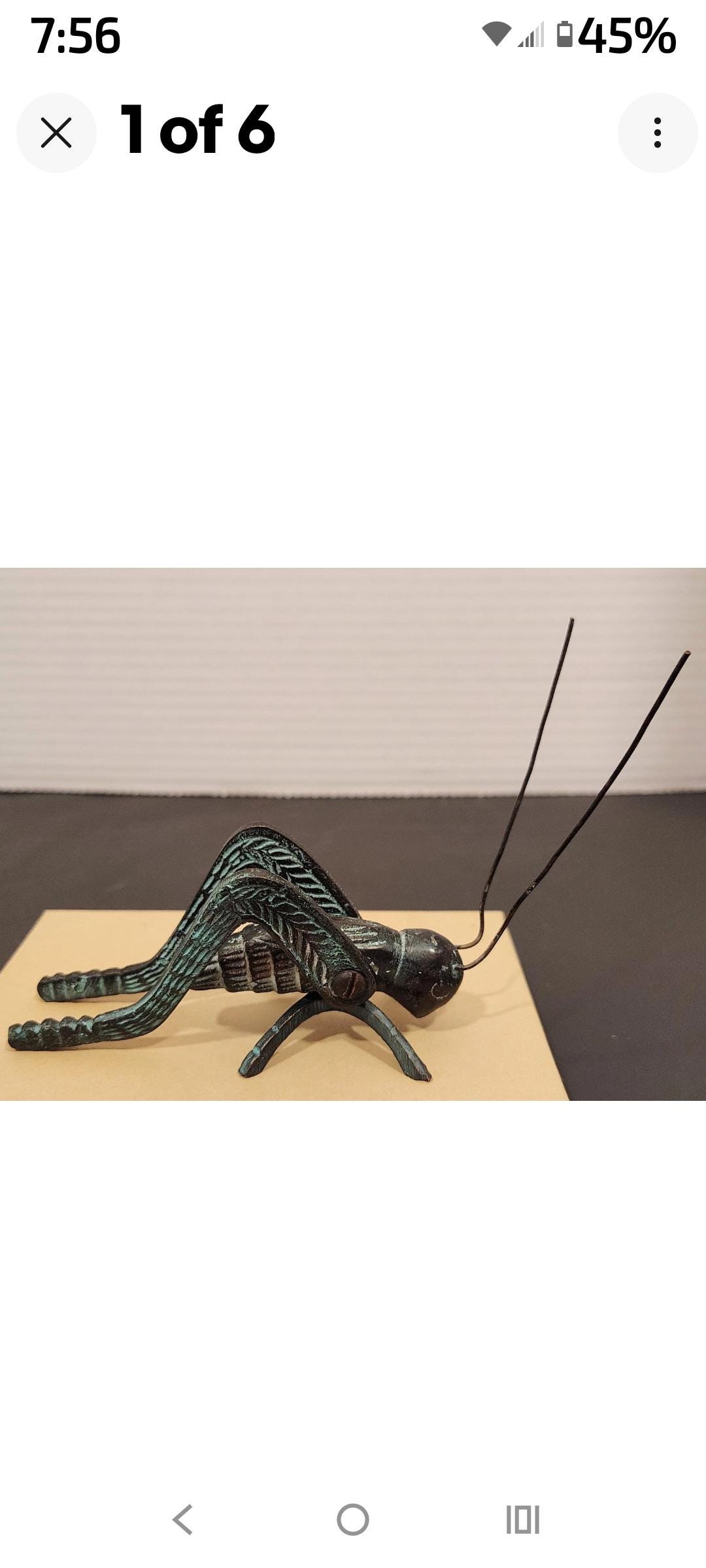 Vintage Metal Grasshopper Green Patina L 4" - Etsy