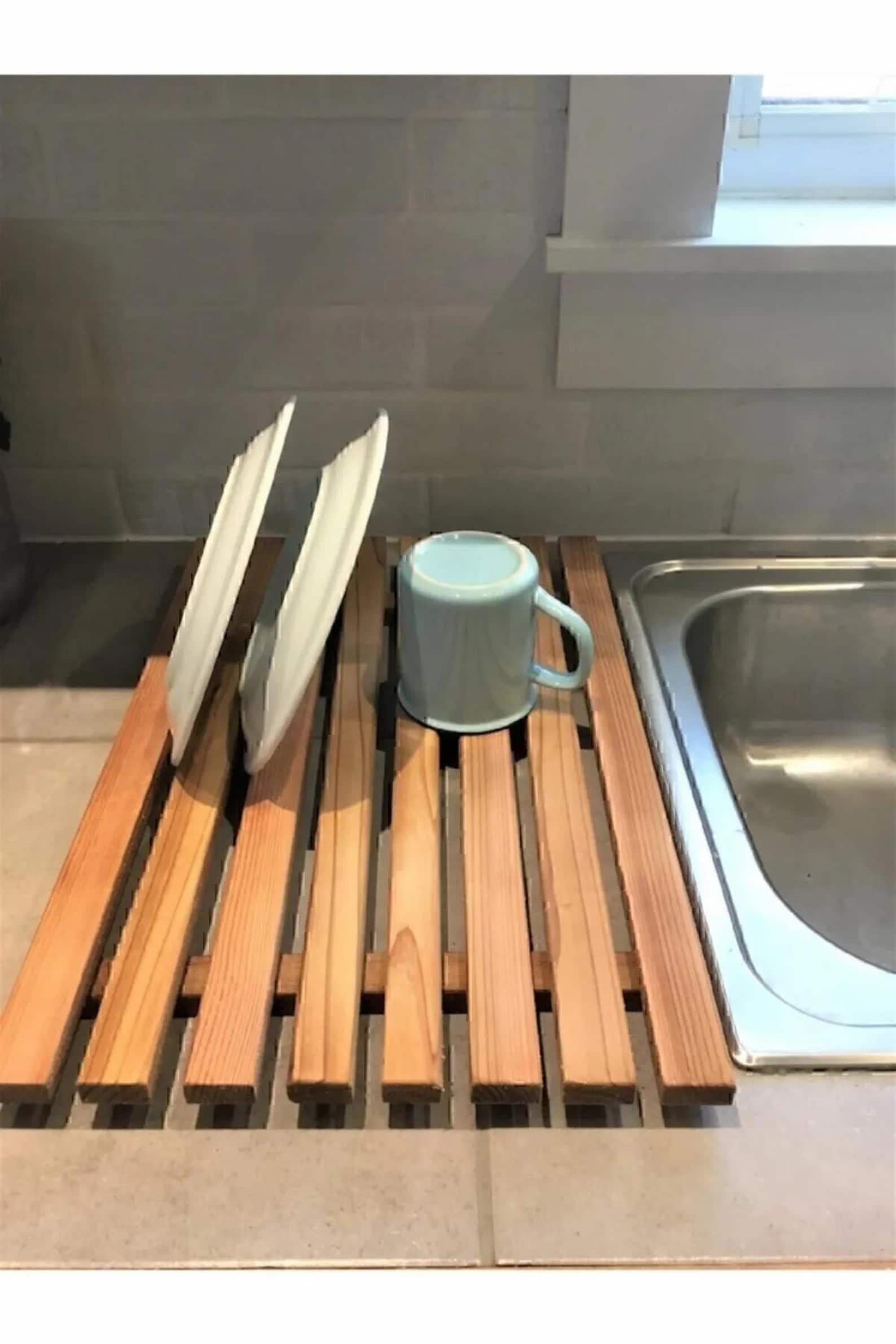 Wooden Dish Rack, Dish Drying Tray, Slats Drying Rack , Kitchen Decor ...