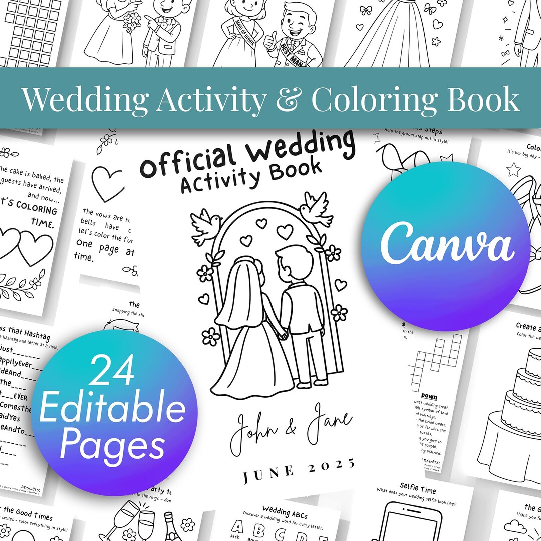 Personalized Wedding Coloring Activity Book | Printable Wedding ...
