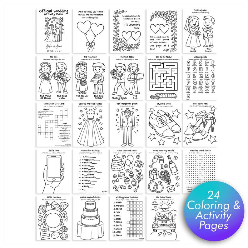 Personalized Wedding Coloring Activity Book | Printable Wedding ...