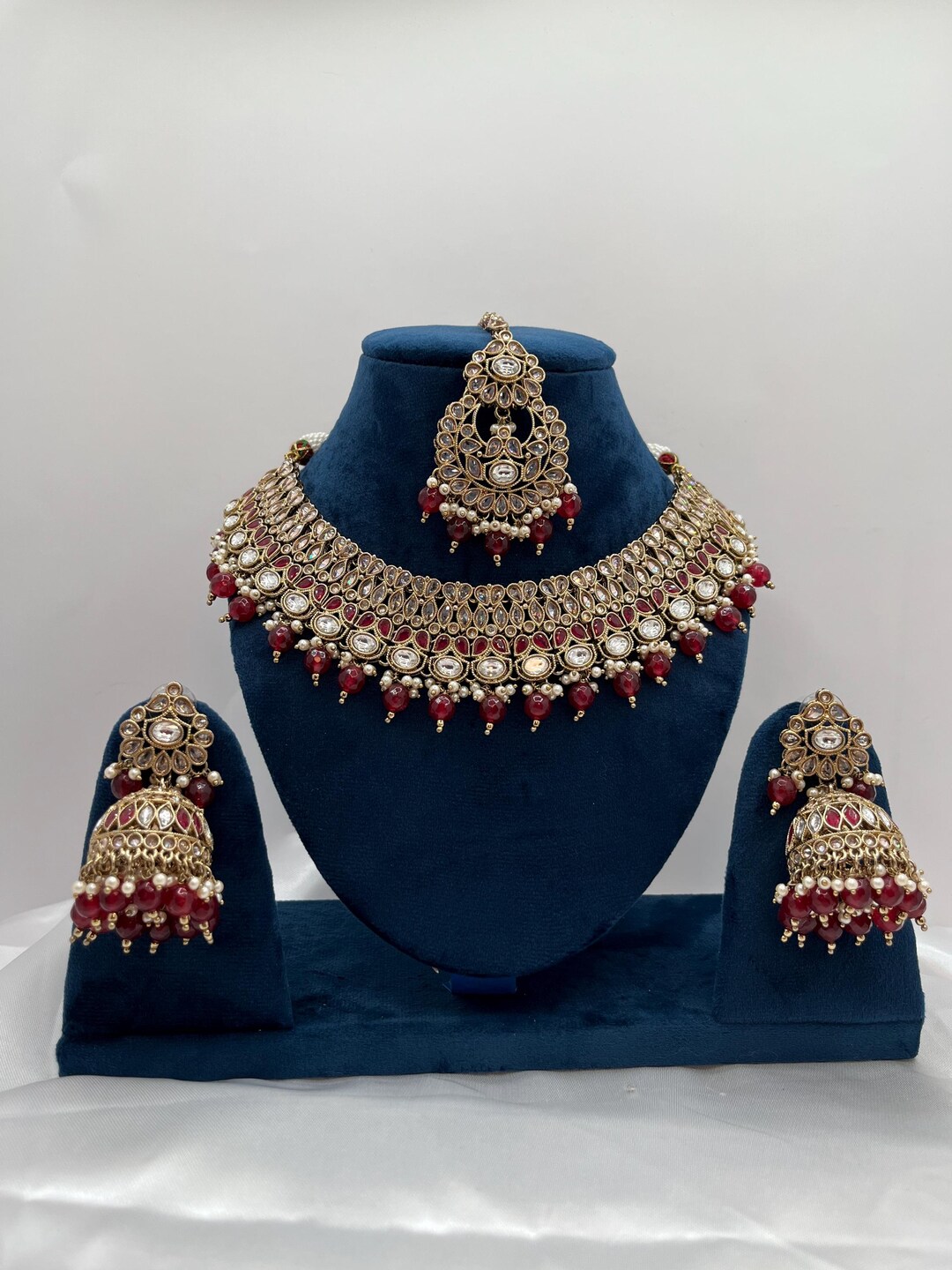 Reverse Kundan New Collection Ruby and Gold Color With Big Jumka and ...