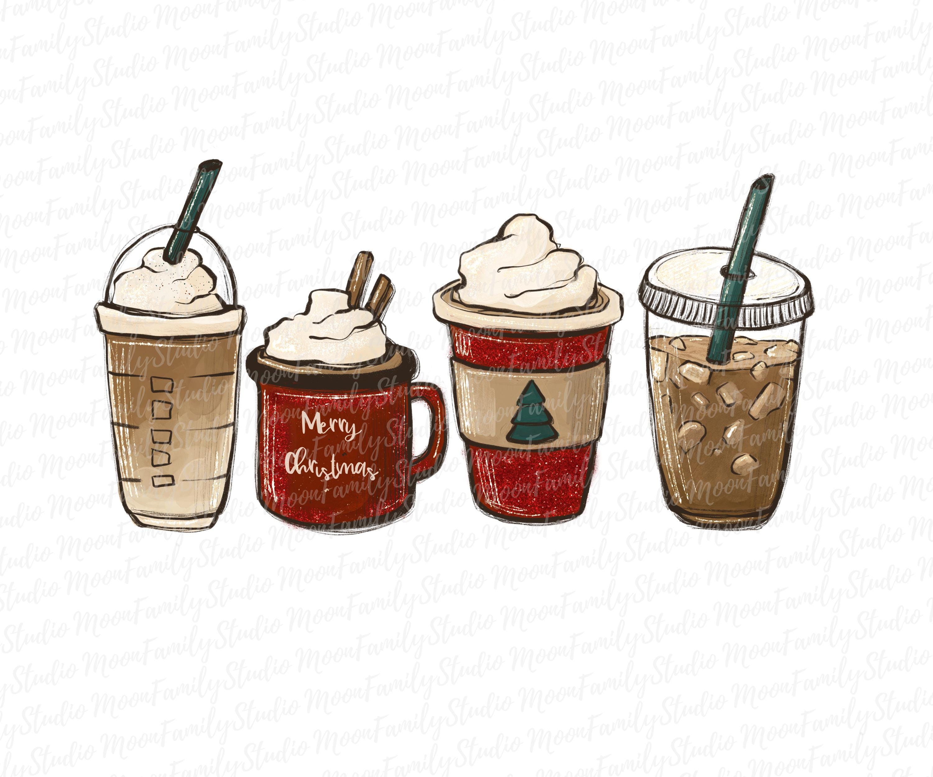 Christmas Coffee Cups PNG, Merry Christmas, Cozy Winter, Digital File ...