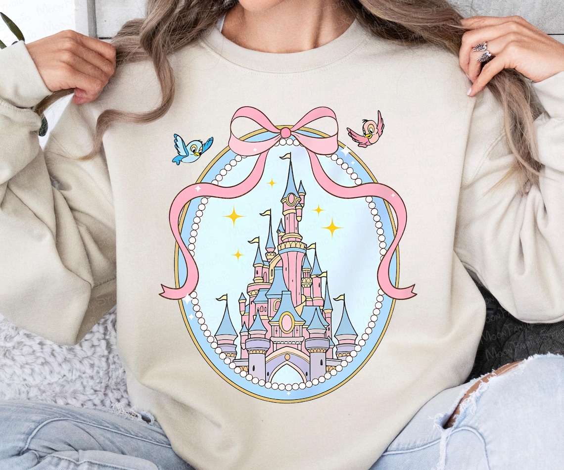 Magical Castle Coquette With Pink Bow PNG, Magic Kingdom Sleeping ...