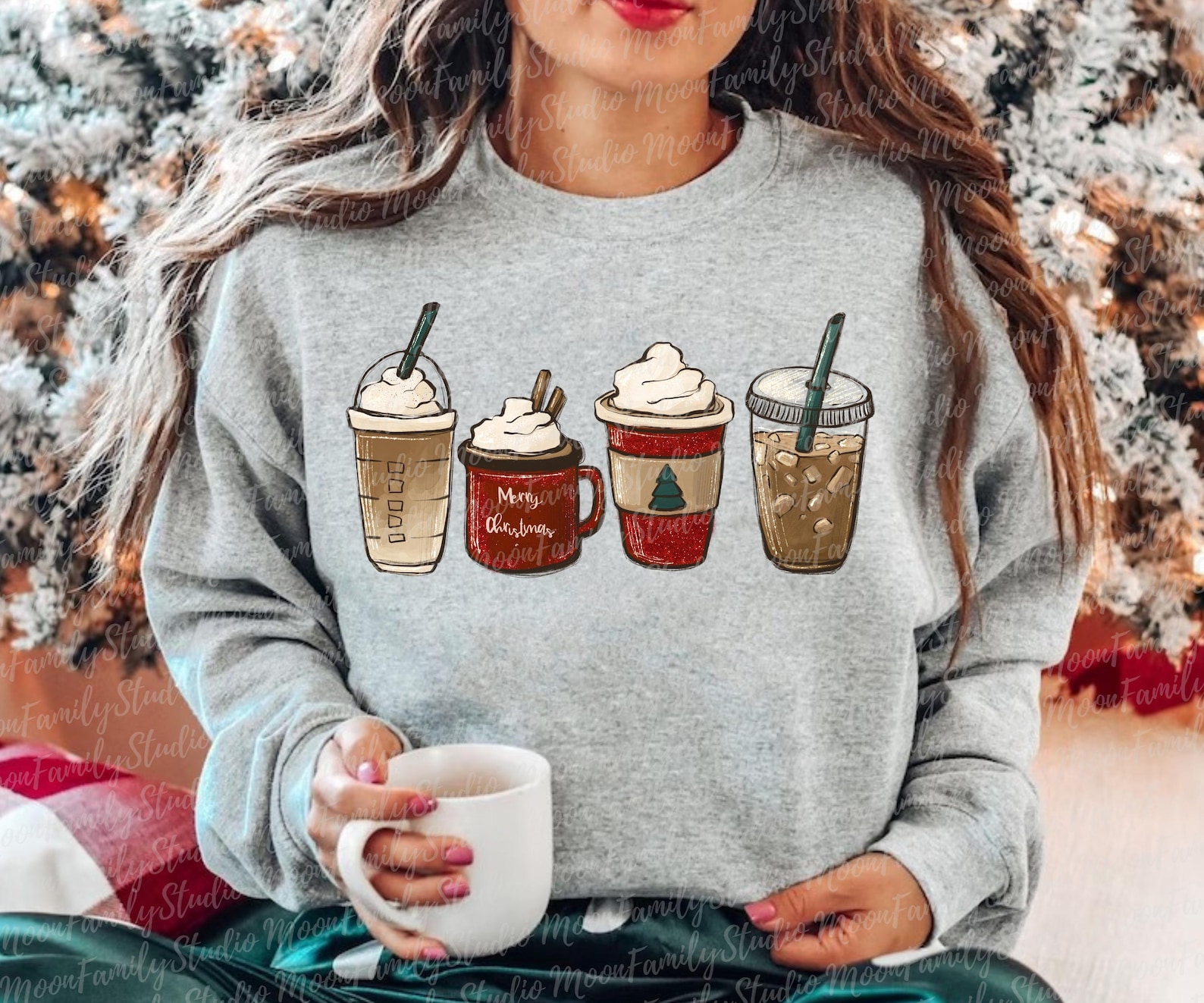 Christmas Coffee Cups PNG, Merry Christmas, Cozy Winter, Digital File ...