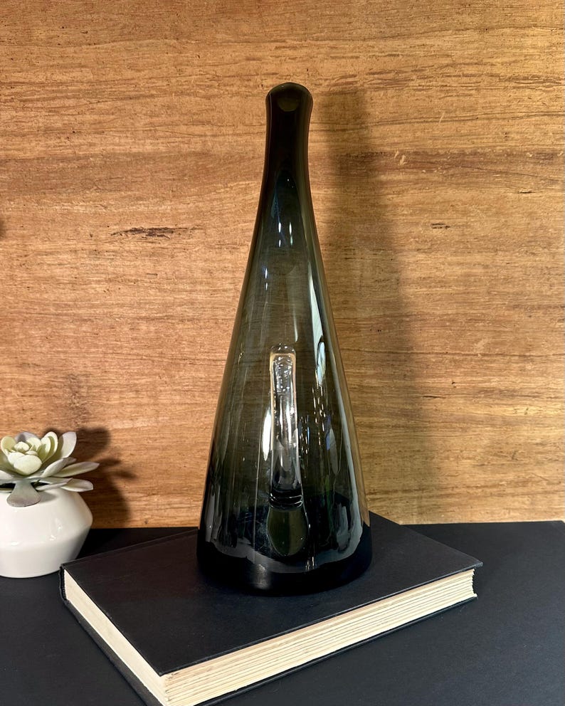 Vintage Blenko Glass Decanter, Midcentury Black/charcoal Barware ...