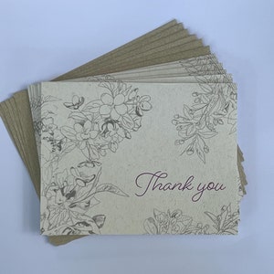 Thank You Notecards on Beautifully Soft Fiber Textured Paper by Katy ...