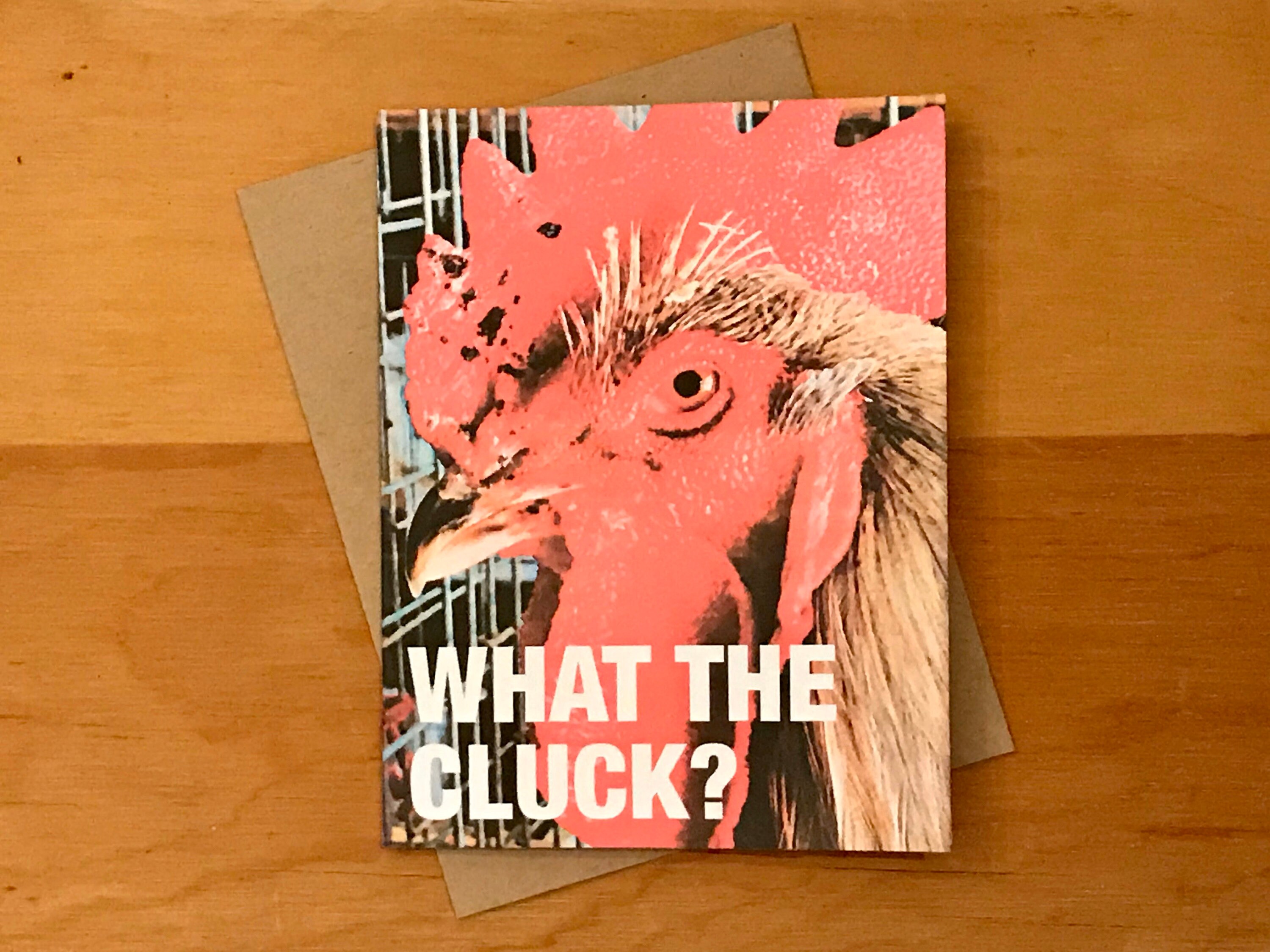 What the Cluck Card and Envelope. Artwork by Katy Clark. MADE - Etsy