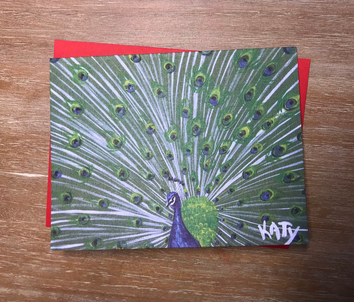 Peacock Happy Holidays Card Set of 6 Notecards and Corresponding ...