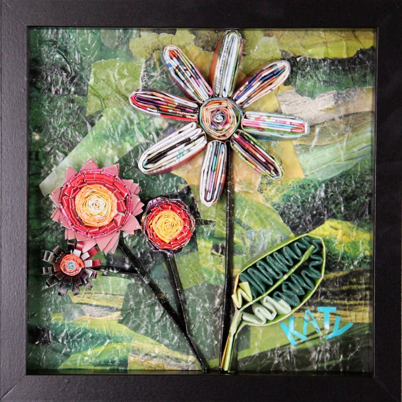 Upcycled Magazine Flower Art 2 - Etsy