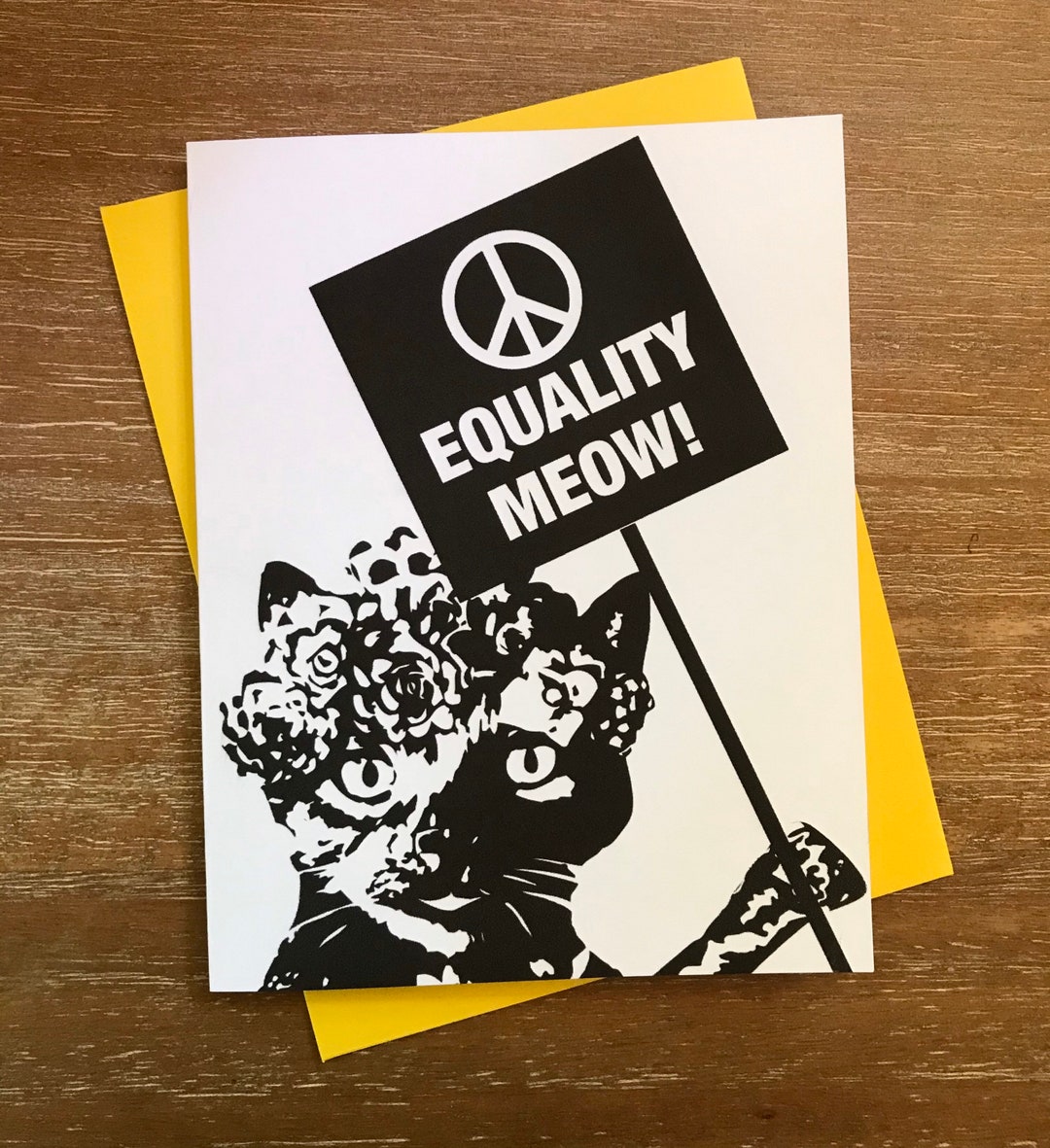 Equality Now Cat Protest Card, Cinnamon Tabby Art Notecard - Etsy