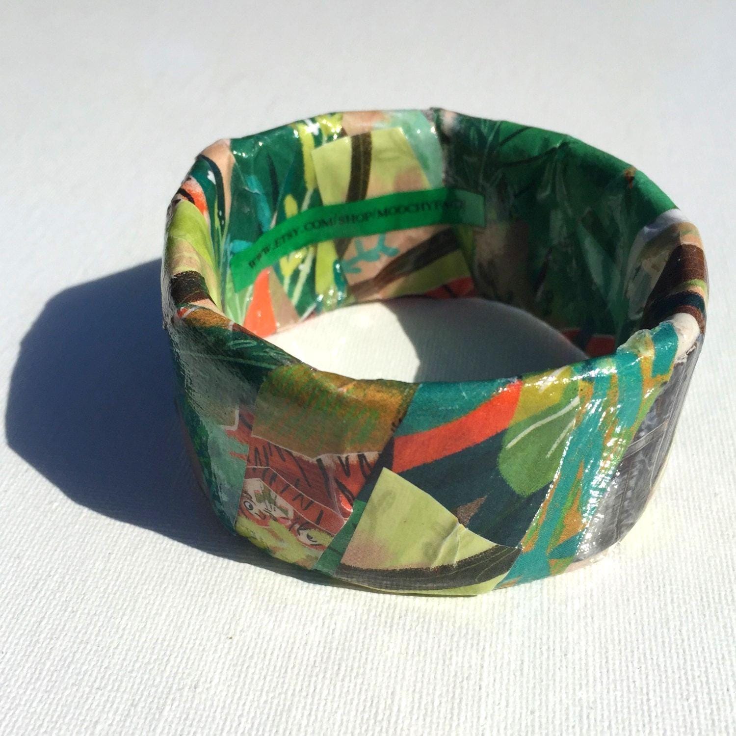 Jungalicious Upcycled Magazine Bangle Bracelet - Etsy