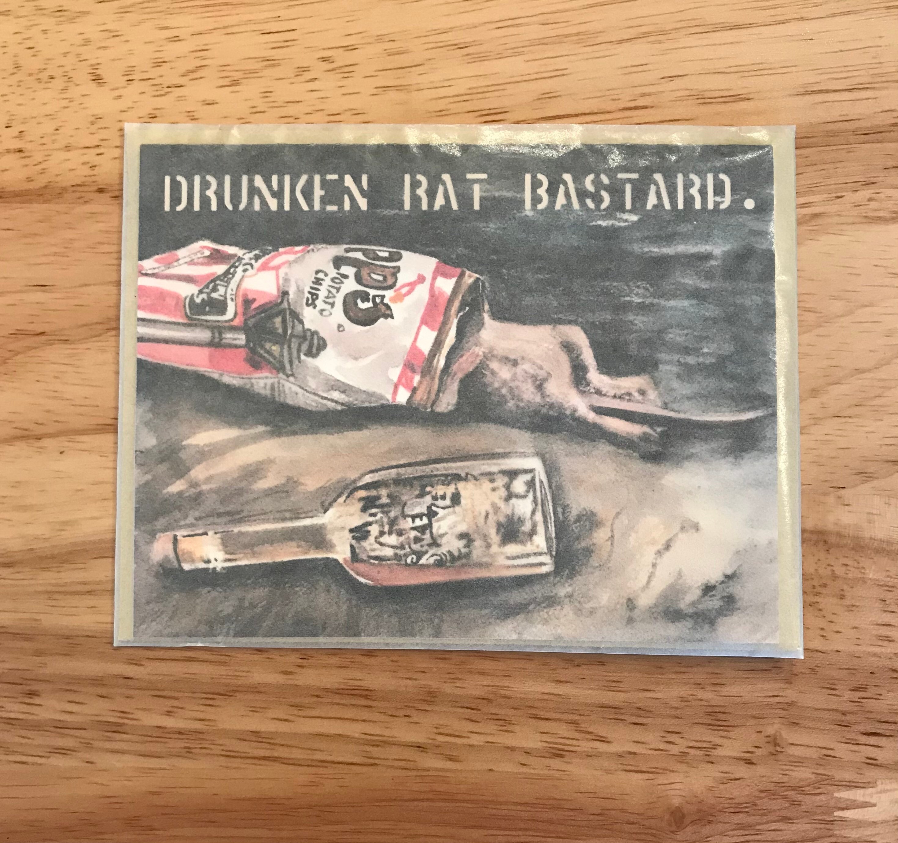 One Drunken Rat Bastard Notecard and Envelope Featuring Artwork ...
