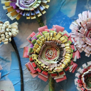 Upcycled Magazine Flower Art 3 Framed in White - Etsy