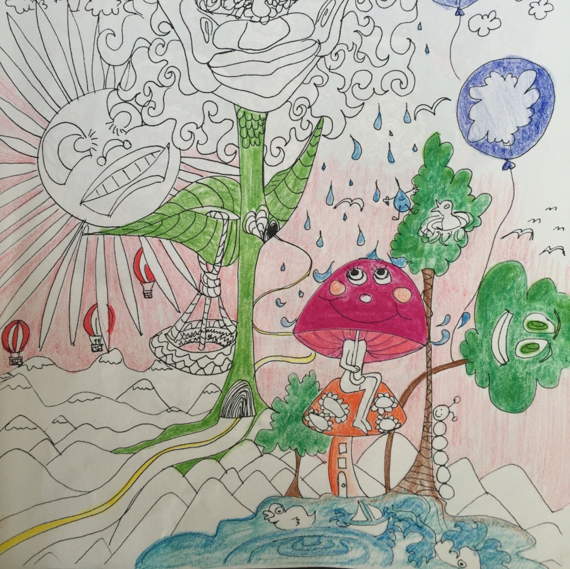 Art & Collectibles Pen & Ink Silly Place Adult Coloring Page DIGITAL ...