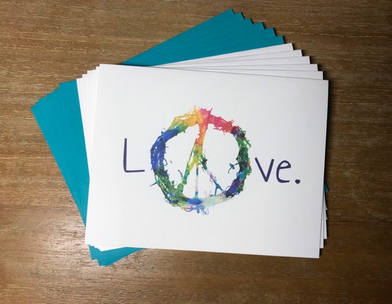 Set of 6 Peace and Love Cards and Corresponding Envelopes by - Etsy
