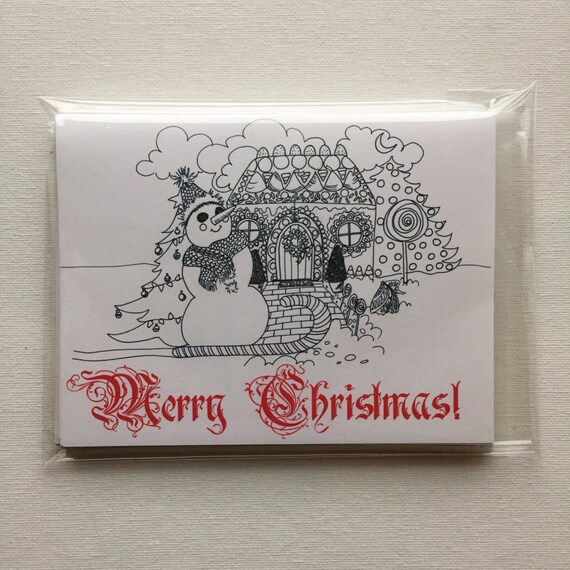 Set of 6 Color Your Own Christmas Cards and Corresponding | Etsy