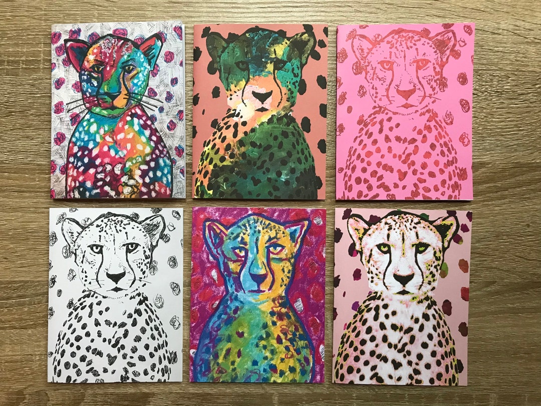 Set of 6 Cheetah. Blank Notecards and Corresponding Envelopes by Katy ...