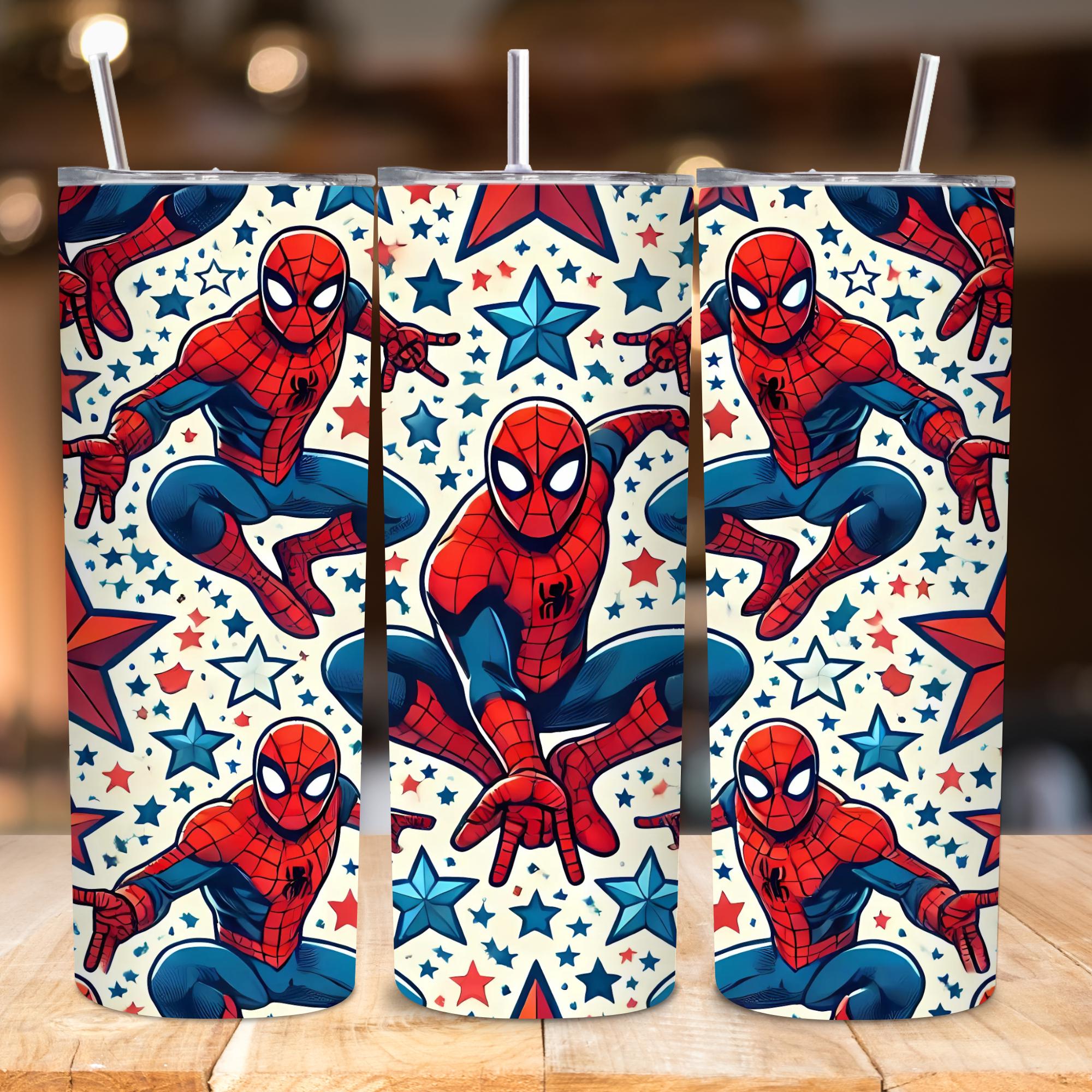 Spiderman Skinny Tumbler Wrap With Cartoon Character, 20 Oz Sublimation ...