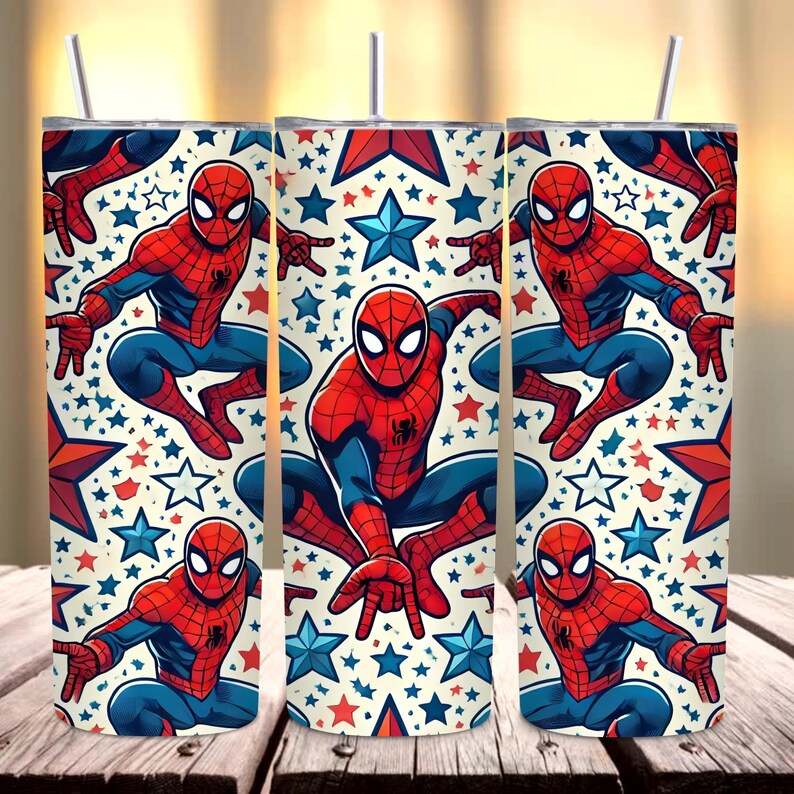 Spiderman Skinny Tumbler Wrap With Cartoon Character, 20 Oz Sublimation ...