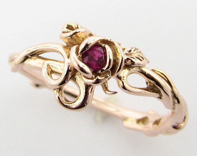 Rose Garden Ring Ruby and Pink Gold - Etsy