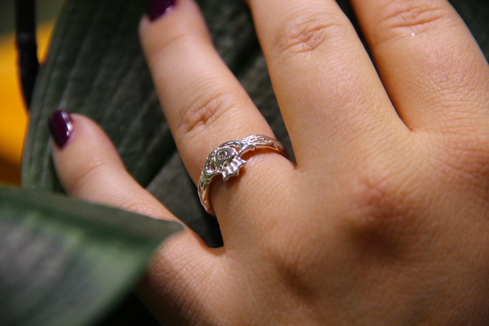 White Gold & Diamond Claddagh Ring, Irish Band - Etsy