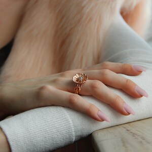 Rose Gold Poppy Bloom Ring With Rose Cut Grey Diamond - Etsy