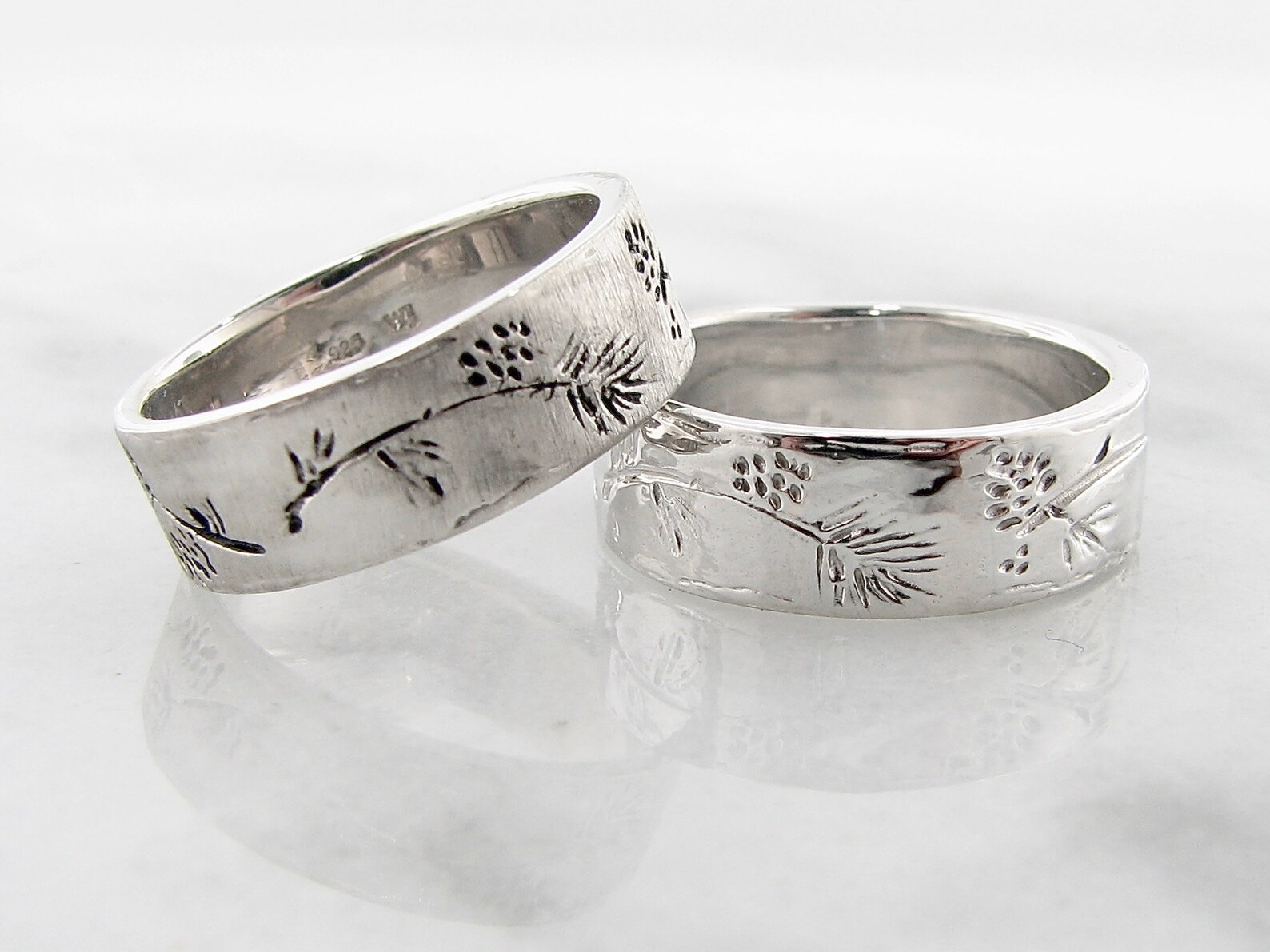 Ponderosa Pine Band Antiqued Nature Wedding Band Pinecones | Etsy