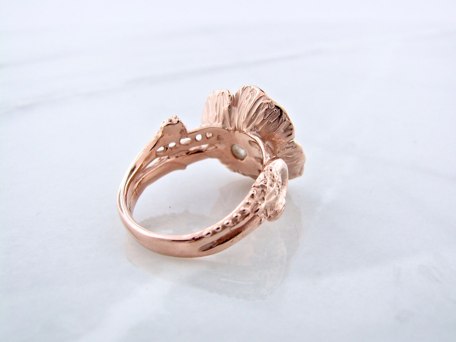 Rose Gold Poppy Bloom Ring With Rose Cut Grey Diamond | Etsy