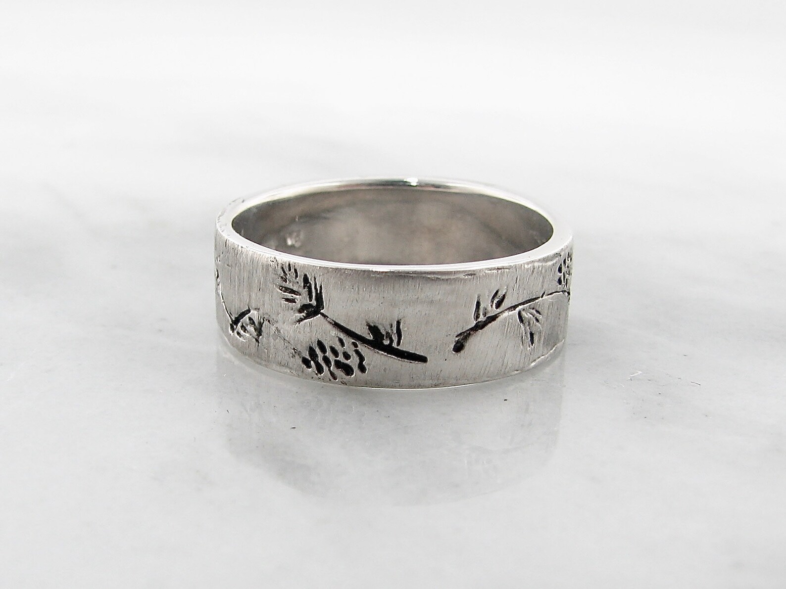 Ponderosa Pine Band Antiqued Nature Wedding Band Pinecones | Etsy