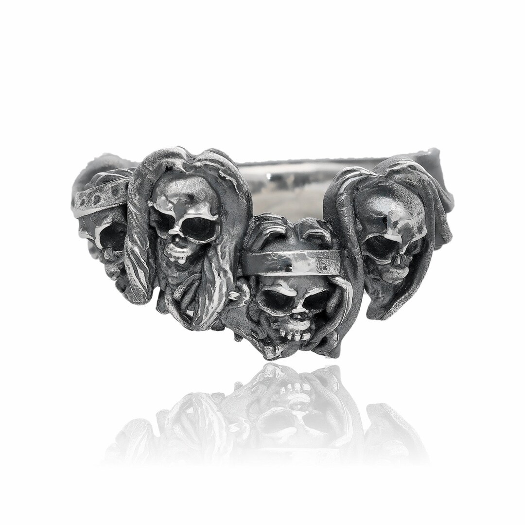 Metal Never Dies Chunky Silver Skull Rock Band Ring - Etsy