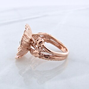 Rose Gold Poppy Bloom Ring With Rose Cut Grey Diamond - Etsy