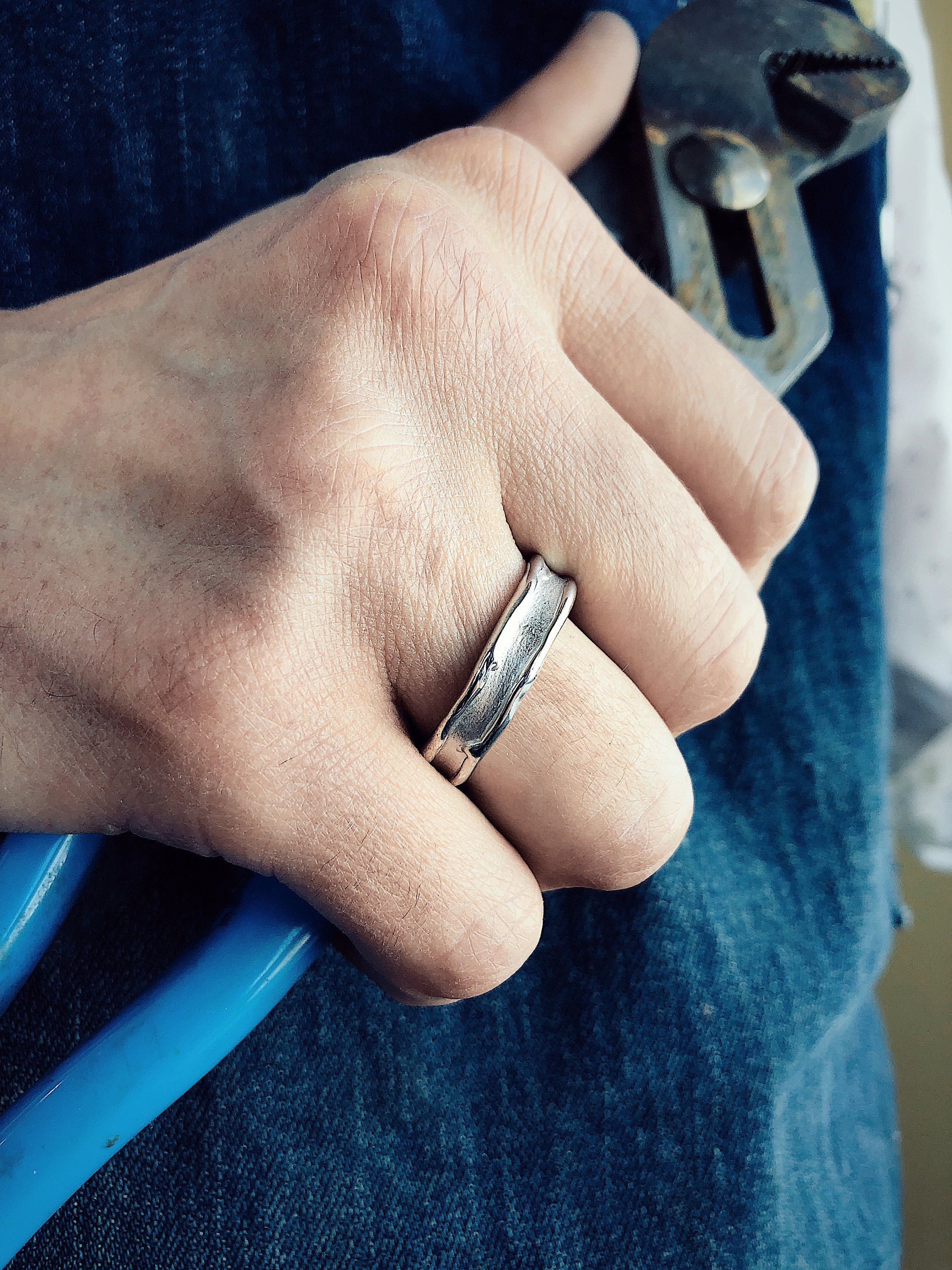 Medium Melted Band, Sterling Silver. 6mm Wide Wedding Band, Promise ...