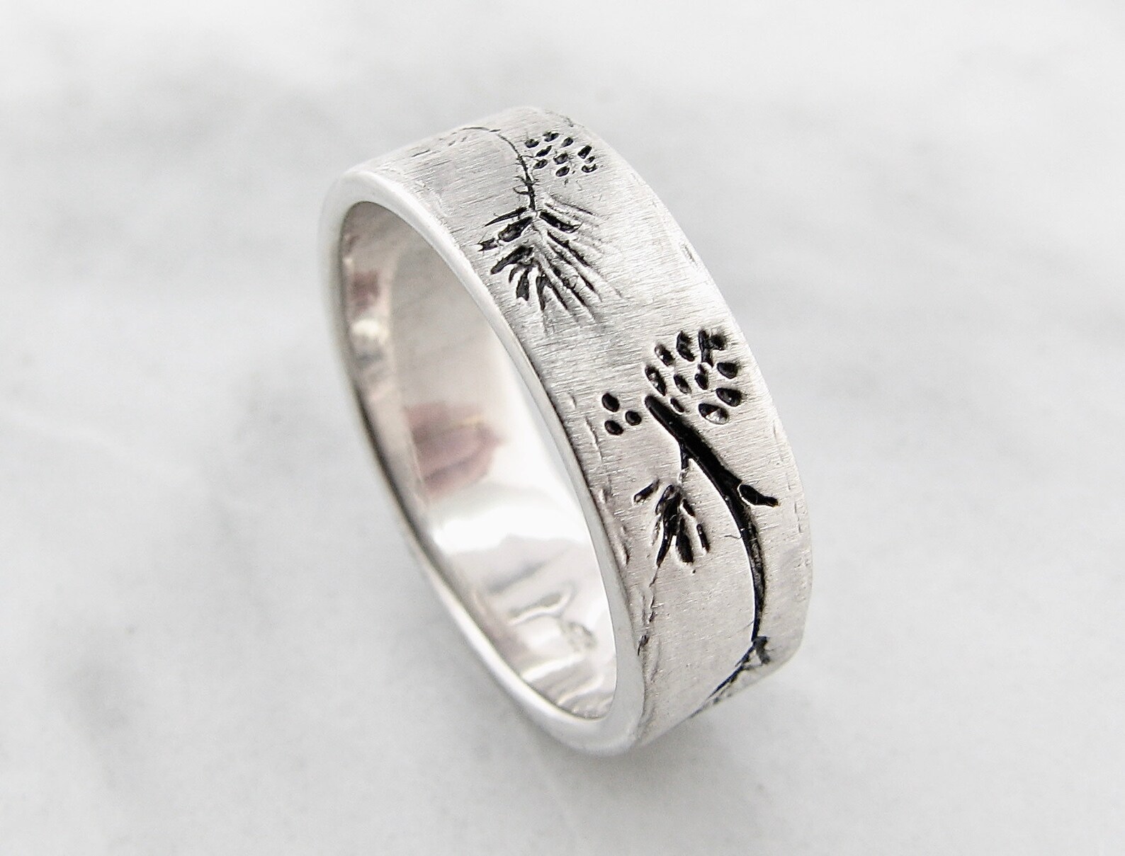 Ponderosa Pine Band Antiqued Nature Wedding Band Pinecones | Etsy