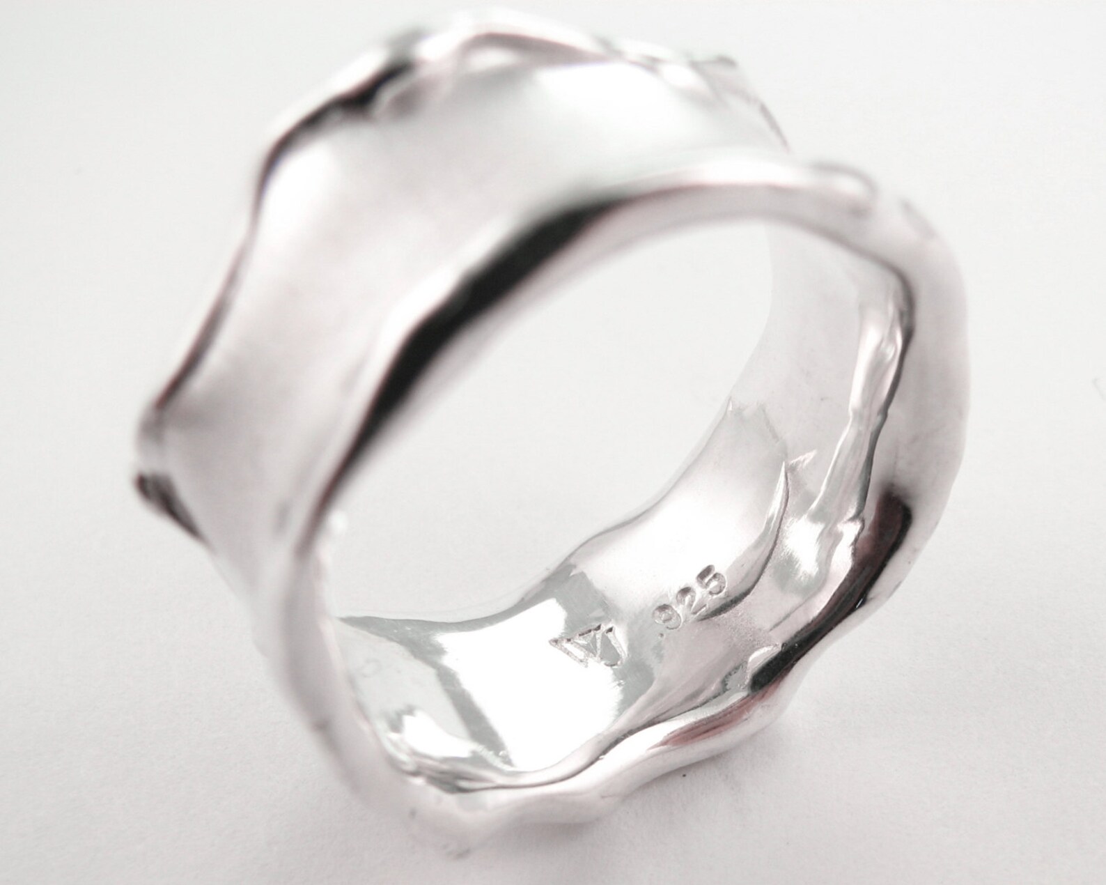 Wide Silver Band Handmade Melted Ring - Etsy