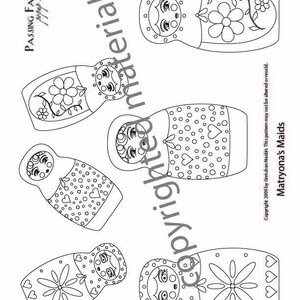 Matryona's Maids, Russian Matryoshka Hand Embroidery Pattern, Nesting ...