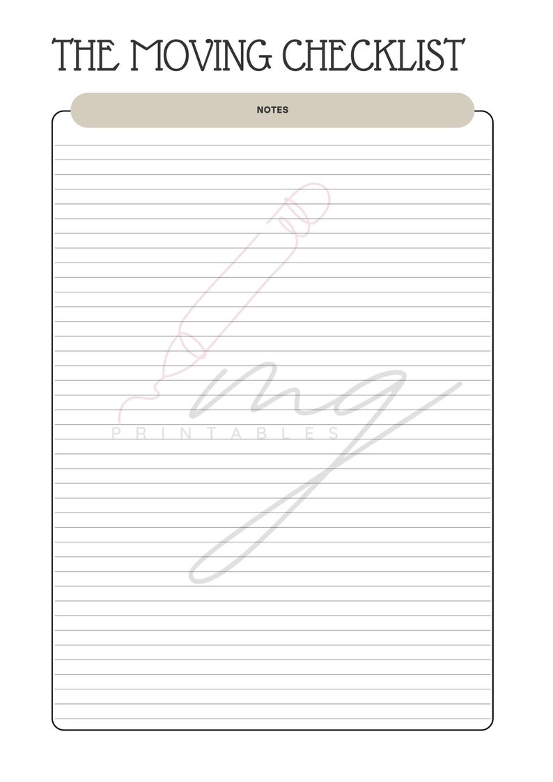 Printable House Moving Checklist for Moving Home Digital Download for ...