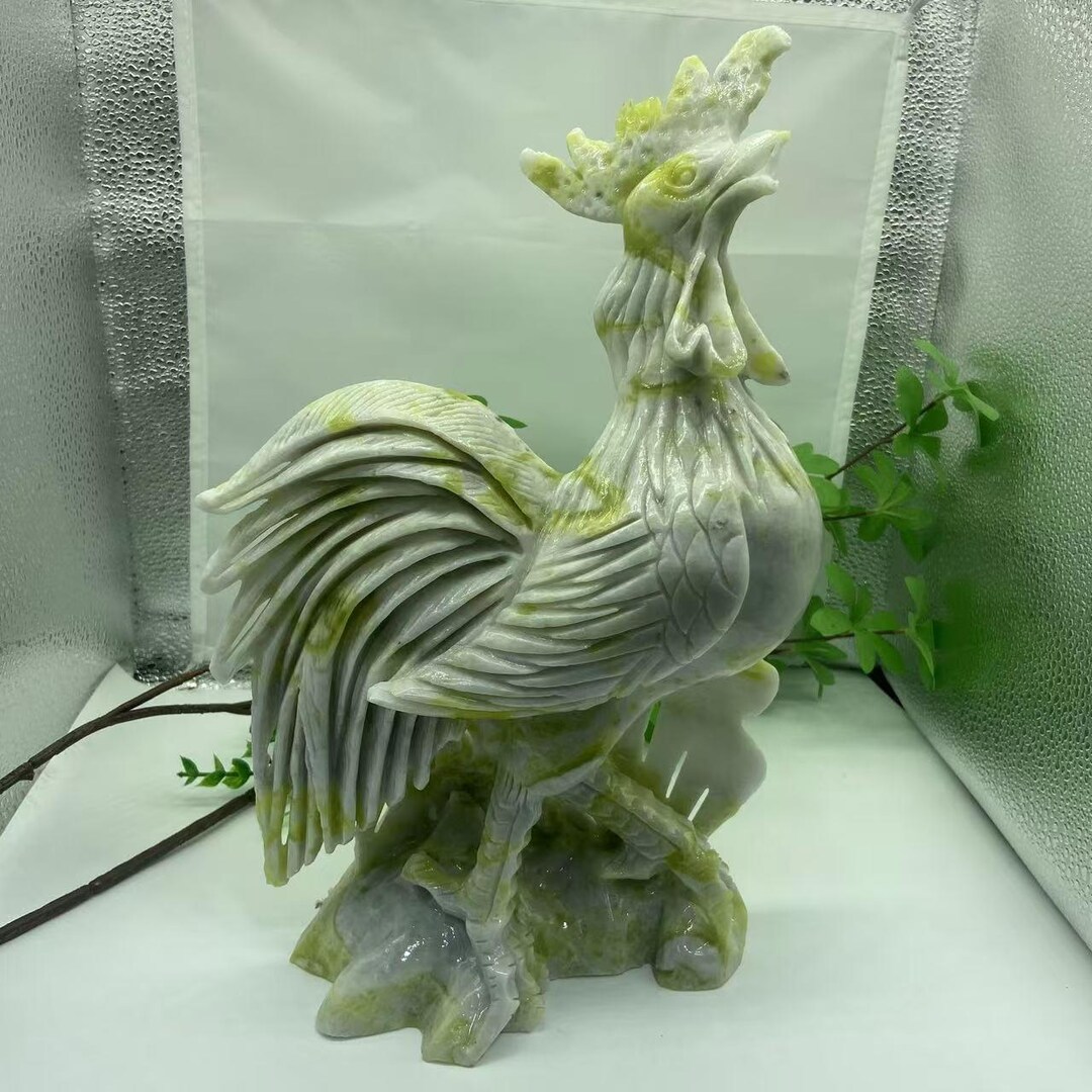 Hand Carved Natural Lantian Jade Rooster Ornament, Jade Rooster ...