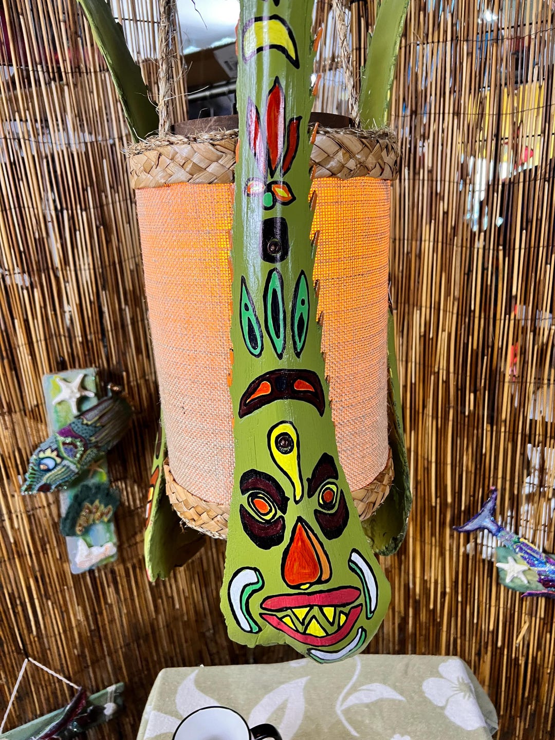 Hanging Tiki Lamp - 3 Palm Tiki Serpents- Bar, Tiki Bar or Tropical - Etsy