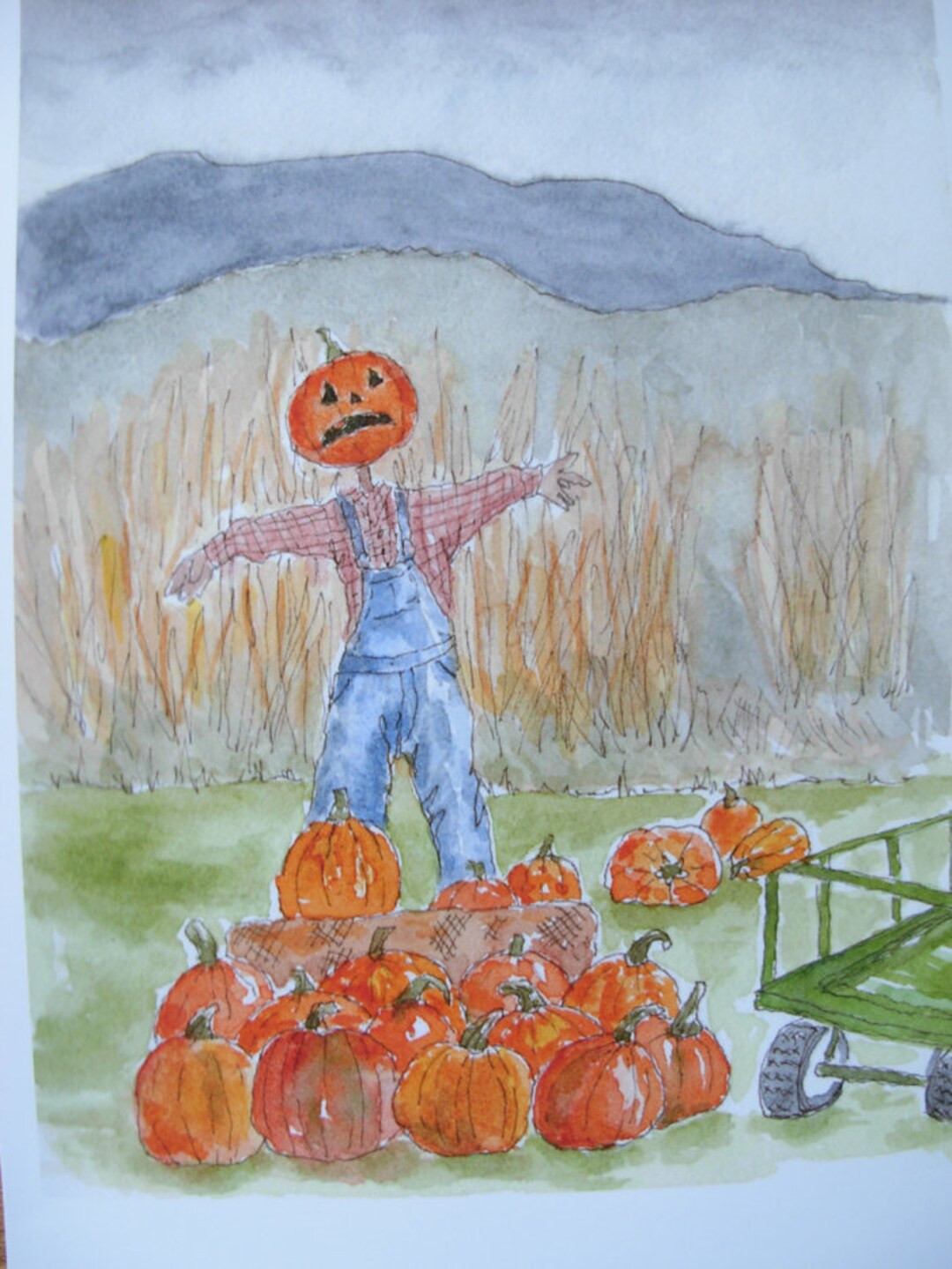 Fall Art, Watercolor Art Print,pumpkin Patch Art Print,pumpkin Art Print,original Watercolor ...