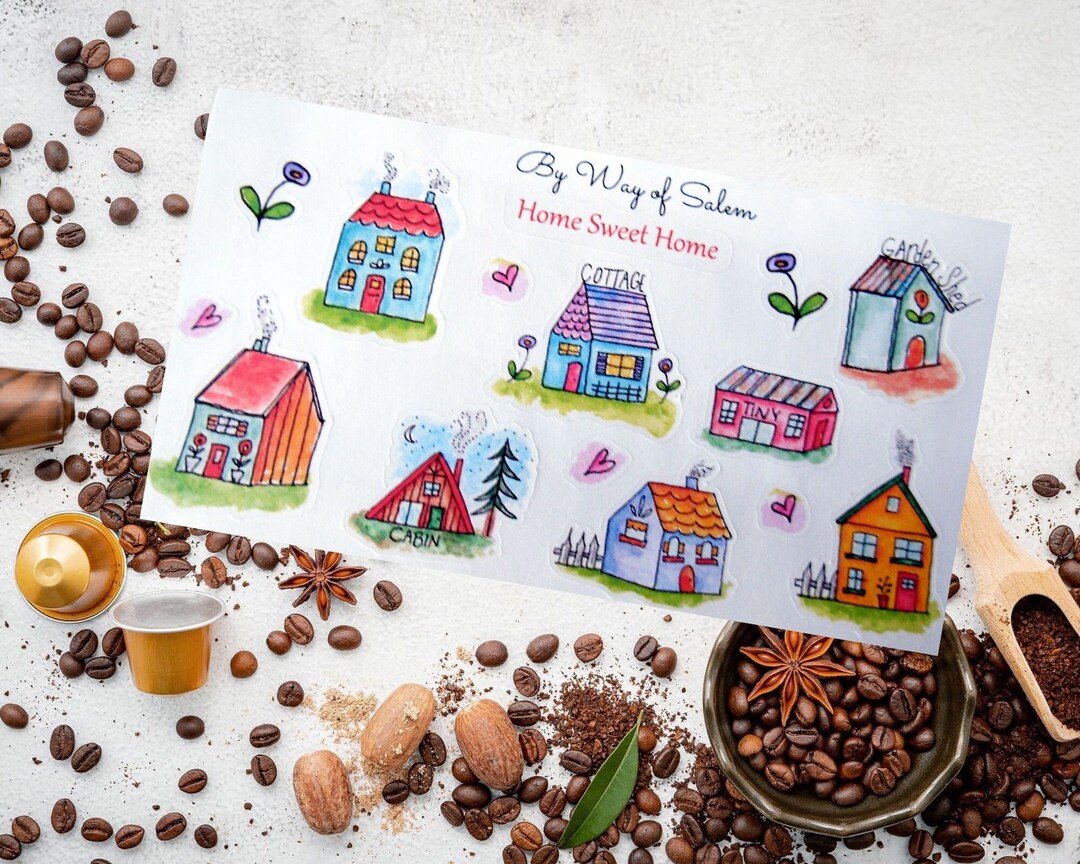 Cute Cottages Sticker Sheet,home Sweet Home Stickers,home Planner ...