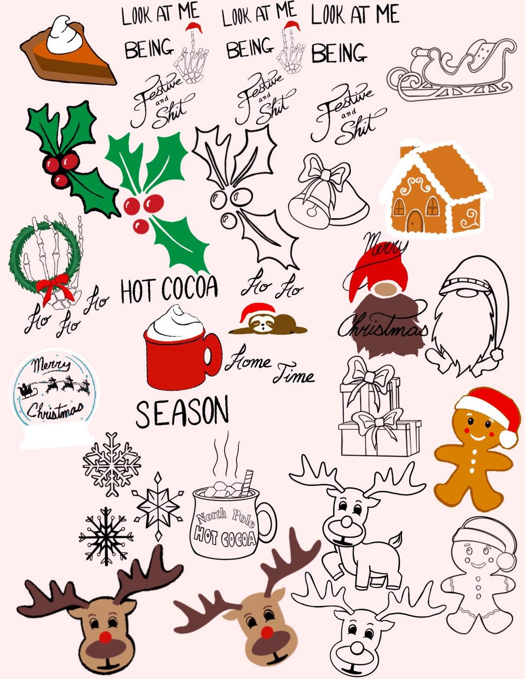 Hand-drawn Holiday SVG Bundle, Christmas Cut Files (27 Designs) - Etsy